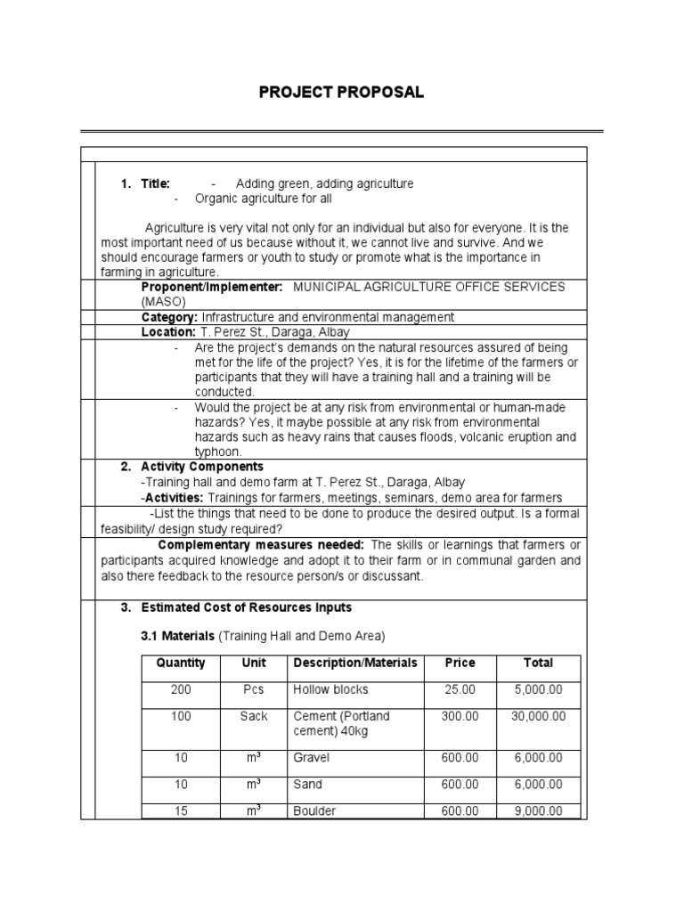 Proposal For Sustainable Agriculture | PDF | Agriculture | Farmer