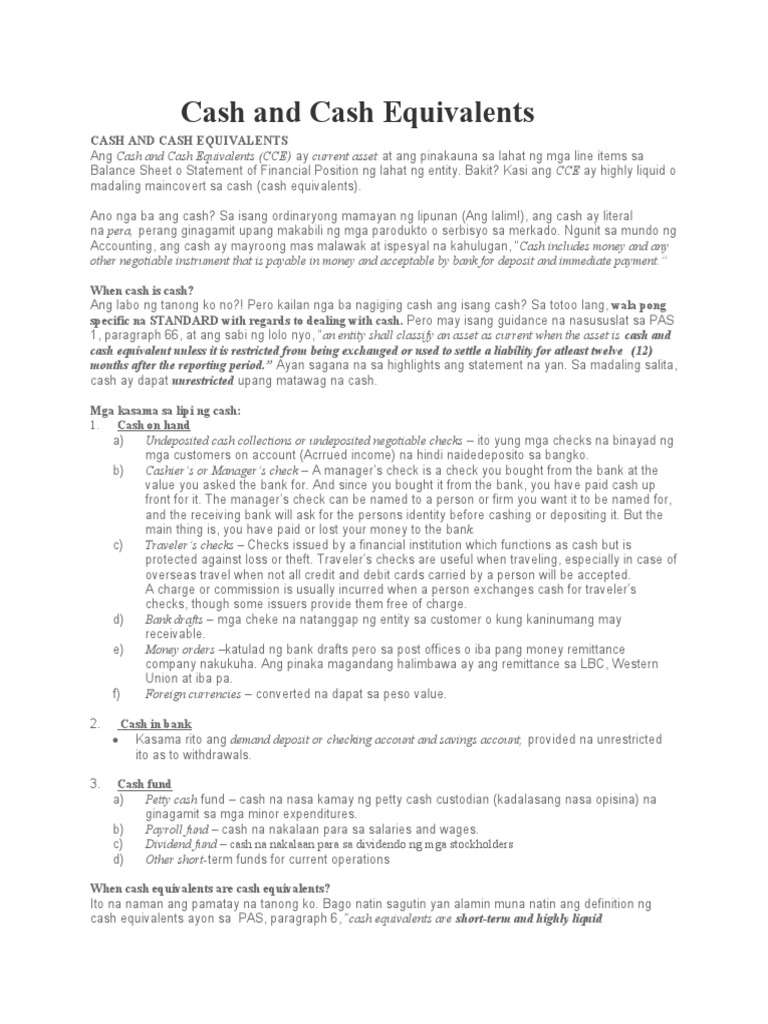 Cash and Cash Equivalent | PDF