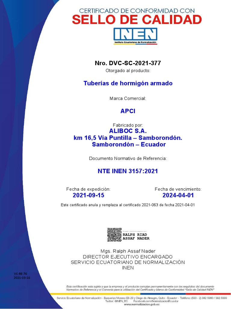 DVC SC - 2021 377 - Aliboc - S.A. Signed | PDF | Tecnología