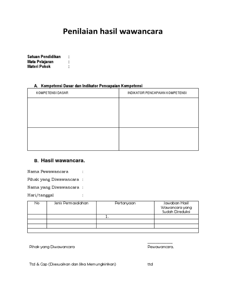 Penilaian Hasil Wawancara | PDF | Karier & Perkembangan | Seni