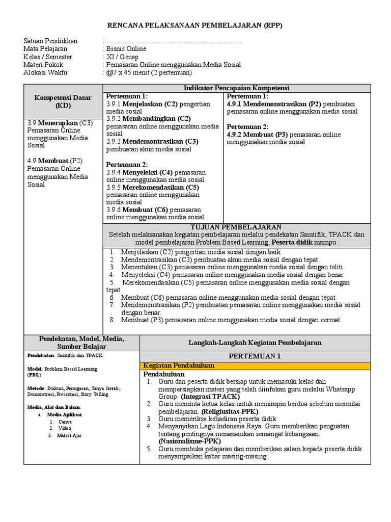 RPP PBL | PDF | Seni
