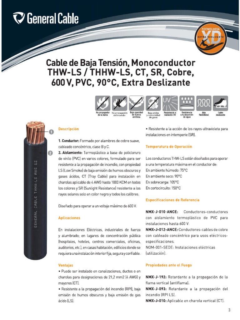 Cable General Cable - THW-THHW-90 | PDF