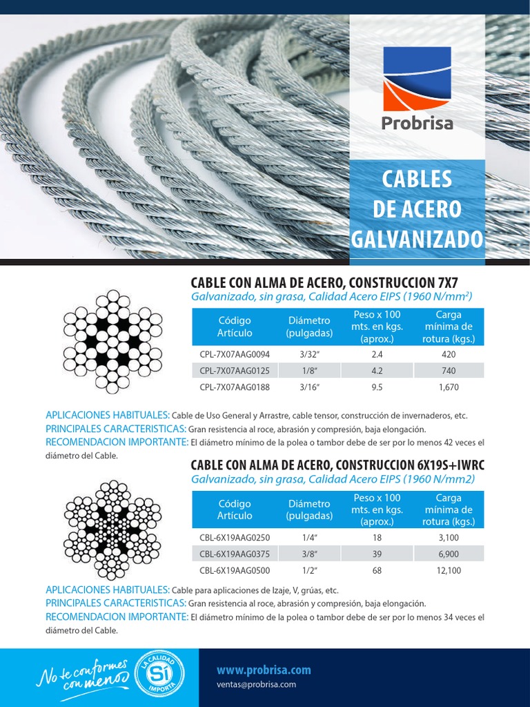 Cables de Acero Galvanizado: Usos y Características | PDF | Rieles