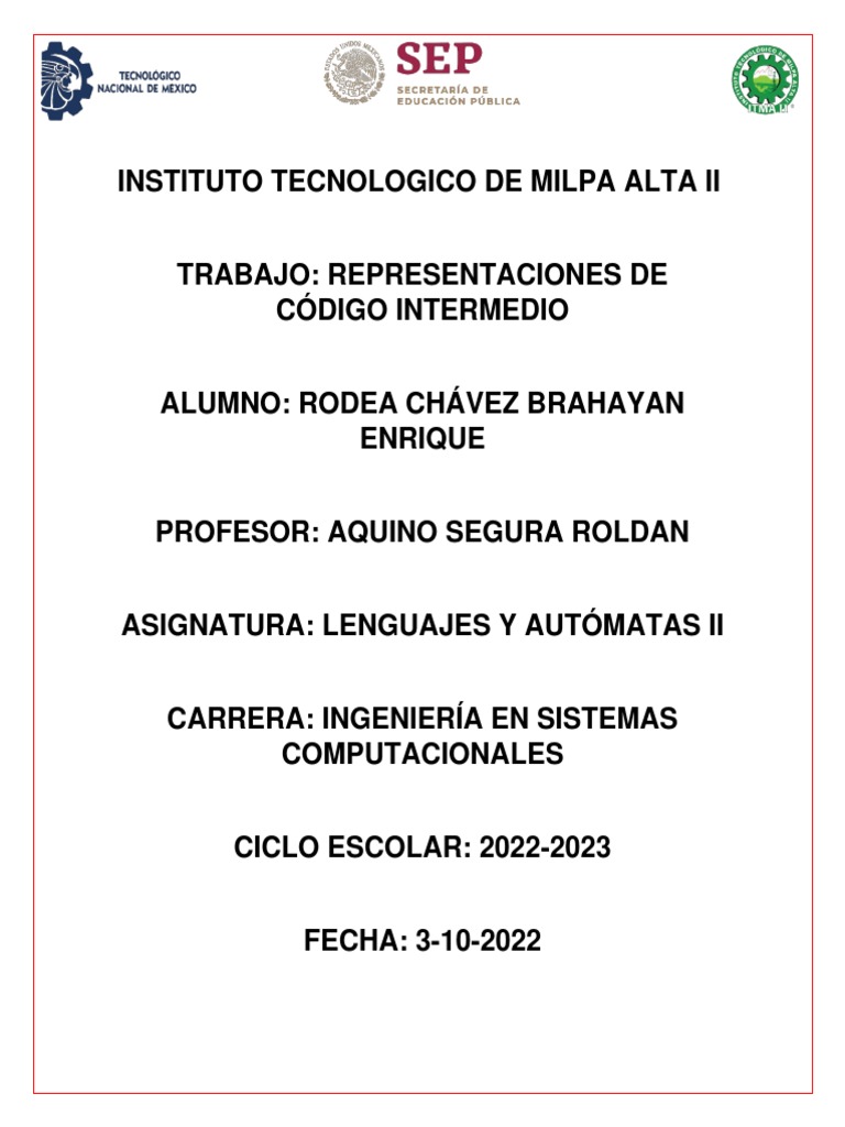 Representaciones de Código Intermedio | PDF | Compilador | Informática