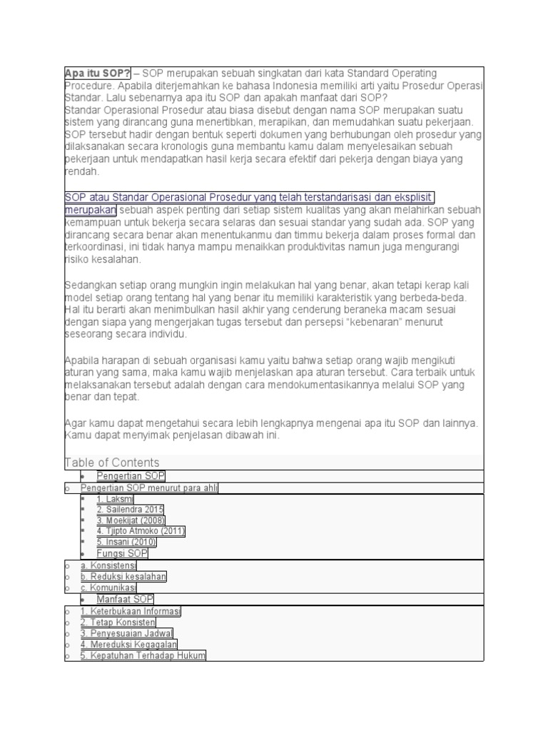 Apa Itu SOP | PDF | Bisnis
