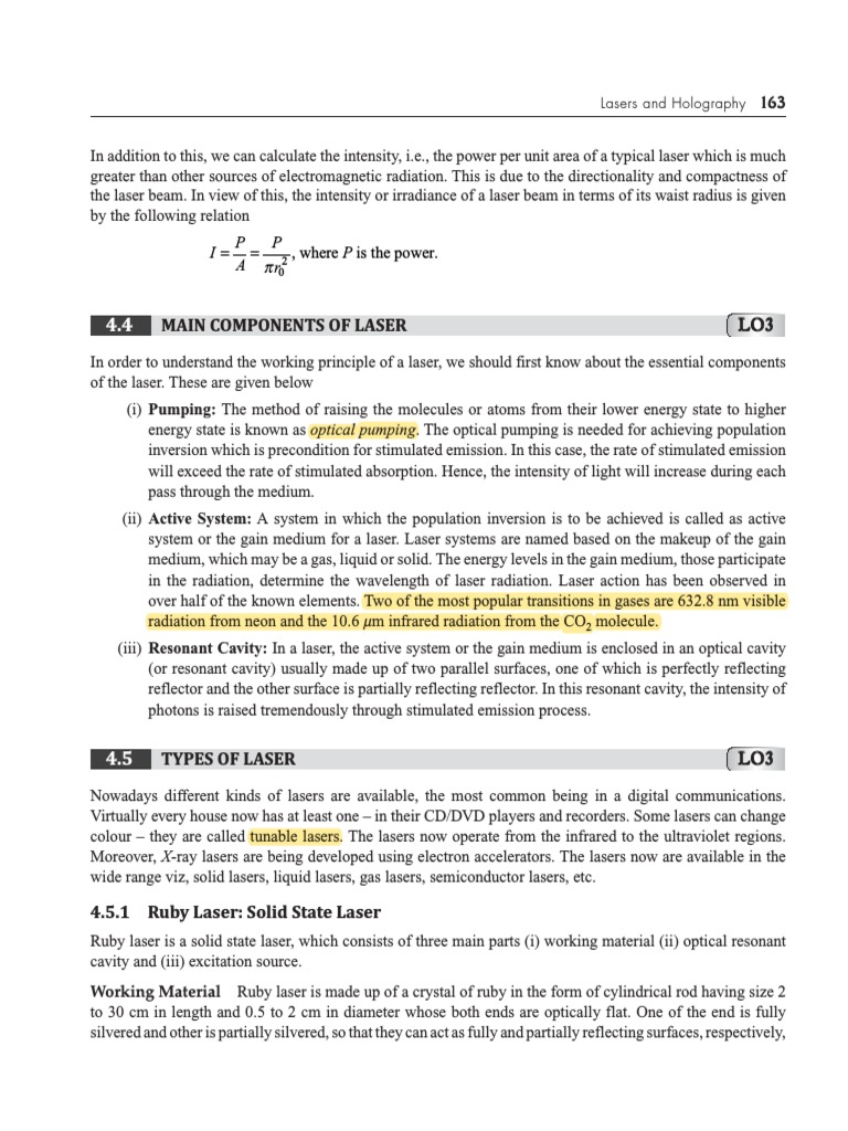 Types of Lasers | PDF | Laser | Laser Diode