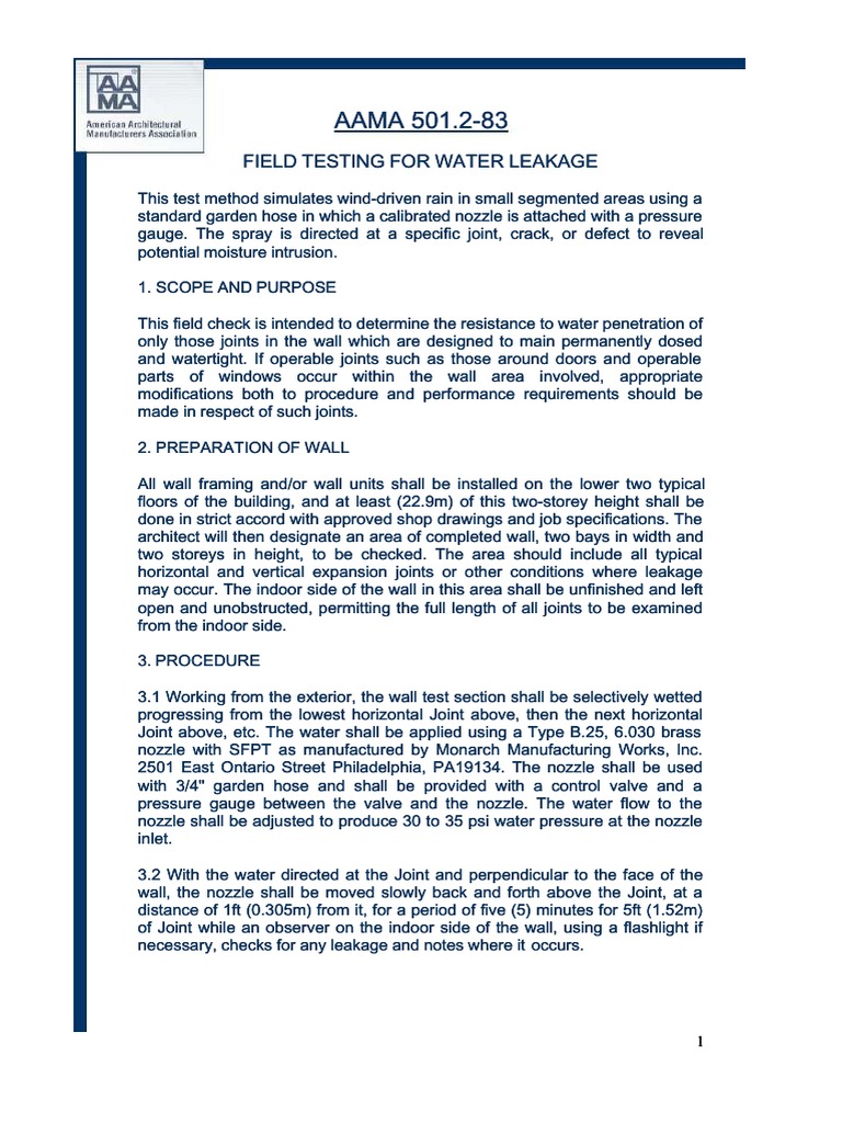 Aama 501 - Ensayo de Campo | PDF | Wall | Water