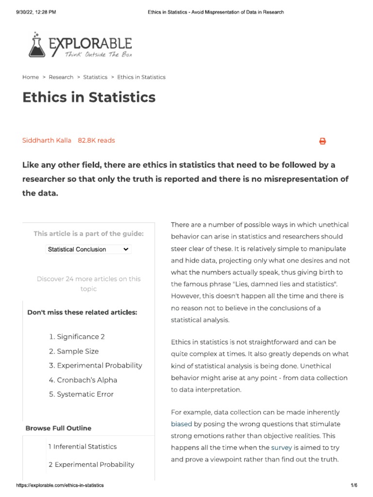 Ethics in Statistics | PDF