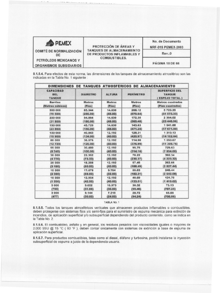 Tabla de Dimensiones de Tanques | PDF