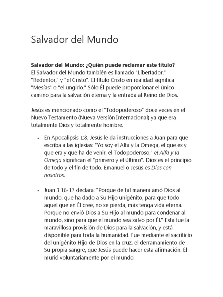 Salvador Del Mundo | PDF