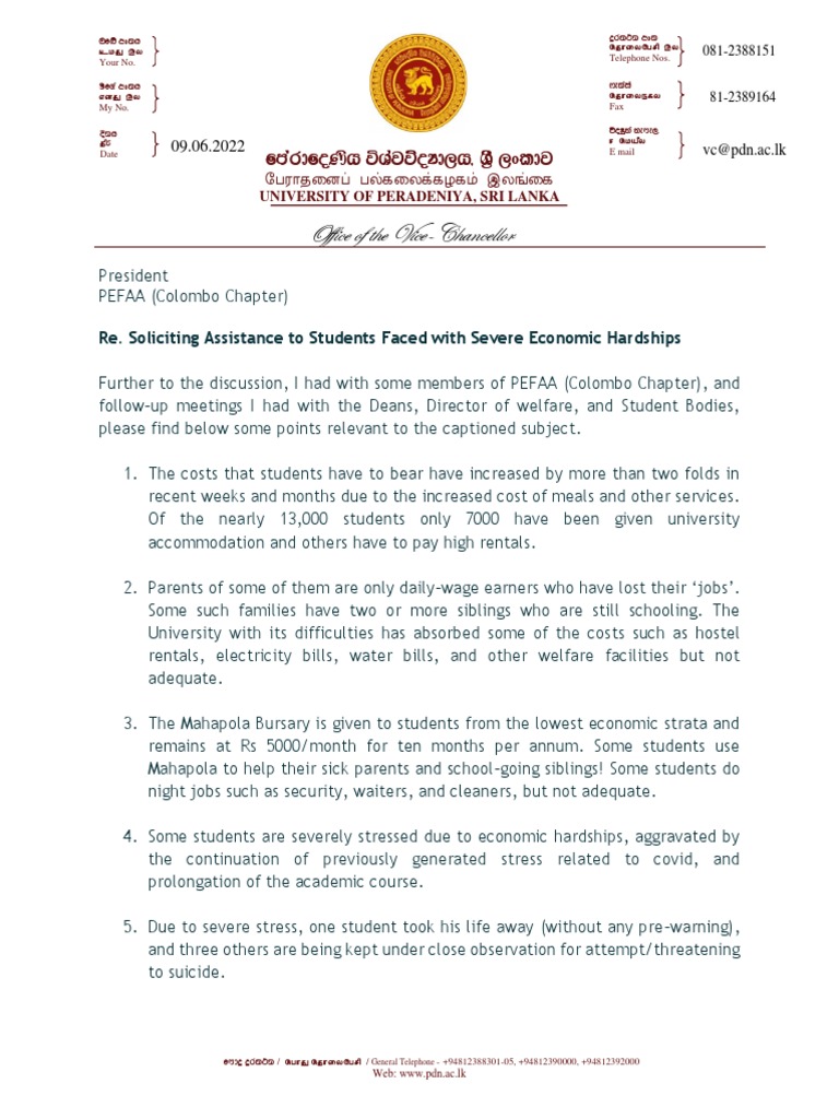 Vice Chancellor's Letter | PDF