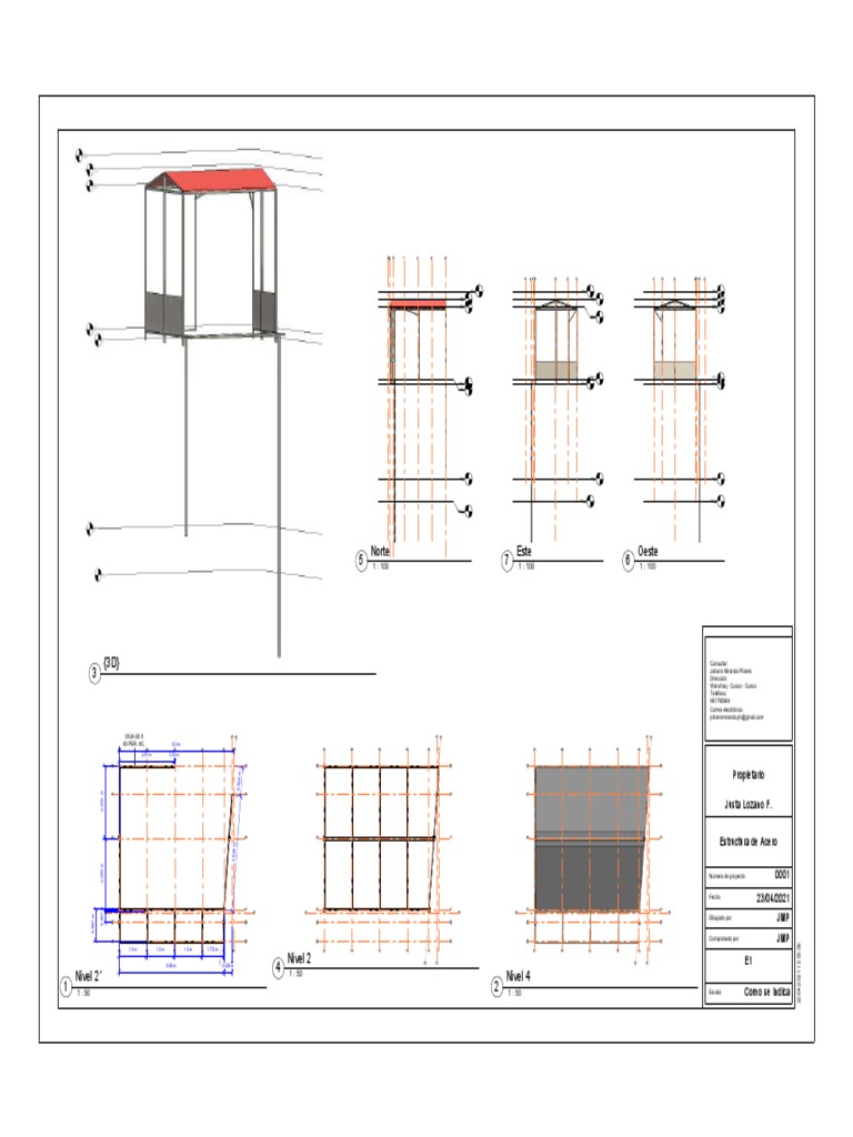 Proyecto1 - Plano - E1 - Estructura de Acero | PDF