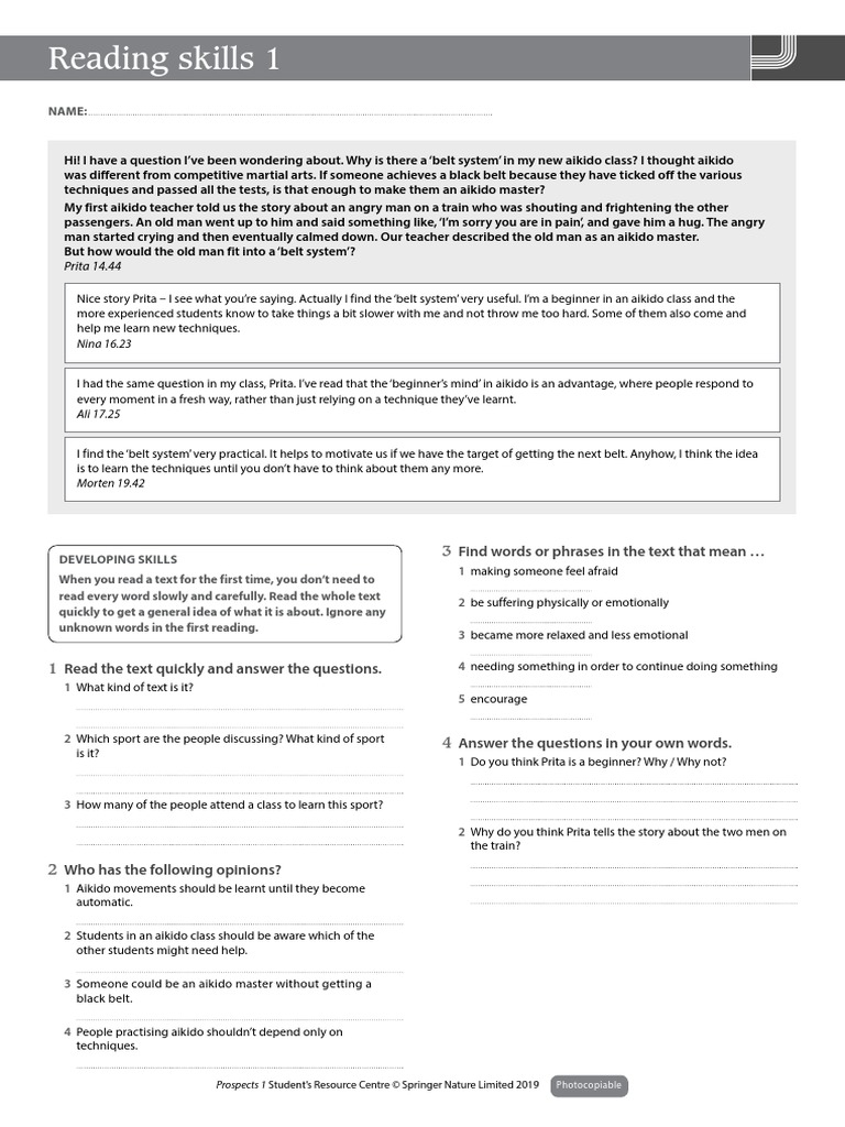 PR1 Reading Skills 1 | PDF