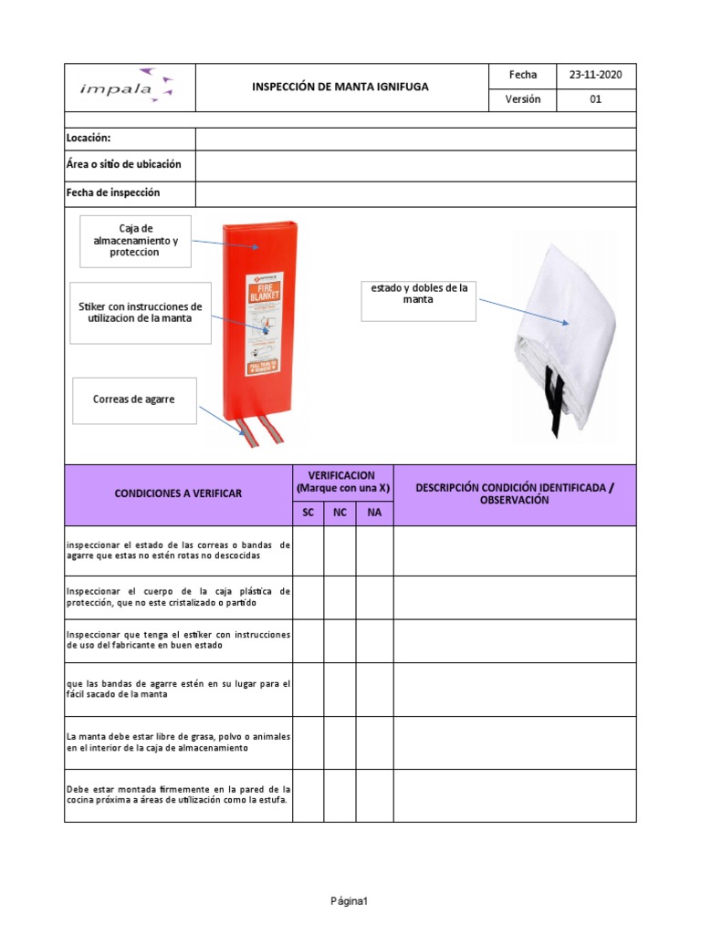 Inspección de Manta Ignifuga | PDF