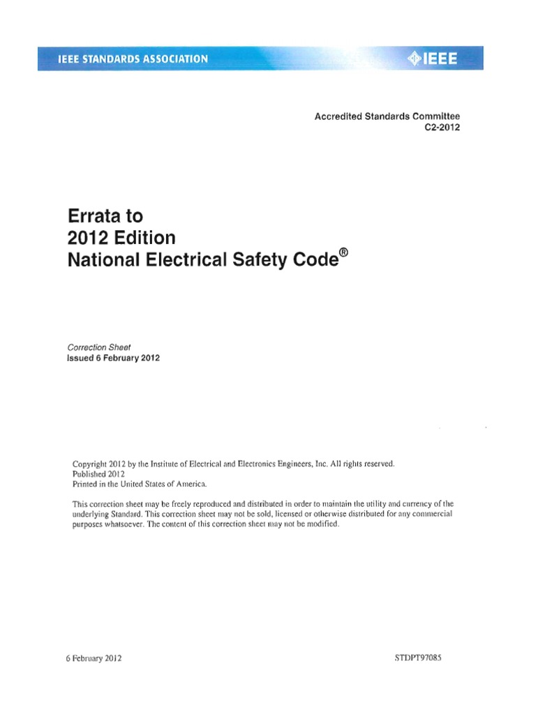 IEEE C2 - National Electrical Safety Code - Correction Sheet - 2012 ...