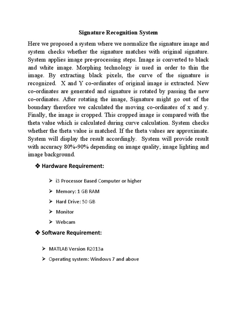 Signature Recognition System | PDF | Games & Activities | Computers