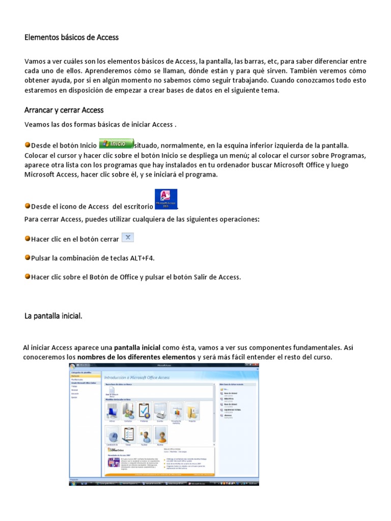 Elementos Básicos de ACCESS | PDF