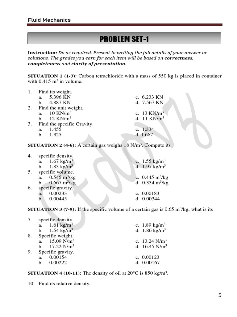 Problem Set 1 | PDF | Weight | Mass