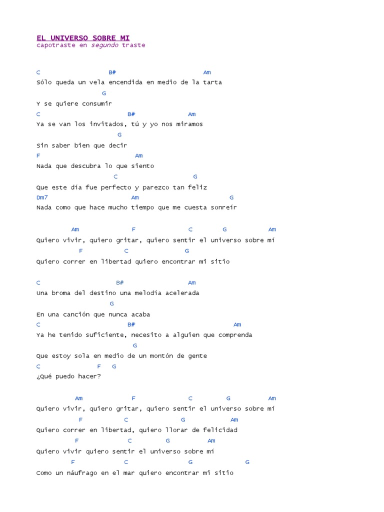 El Universo Sobre Mi - Amaral | PDF