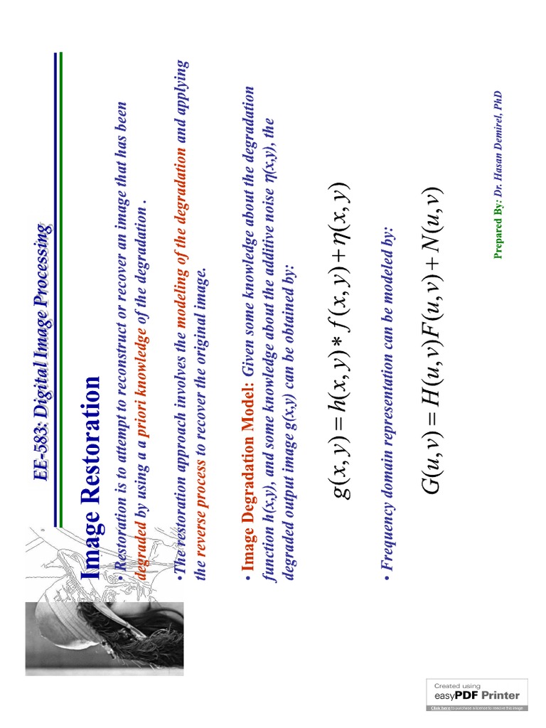 EE 583-Lecture06 - Image Restoration | PDF