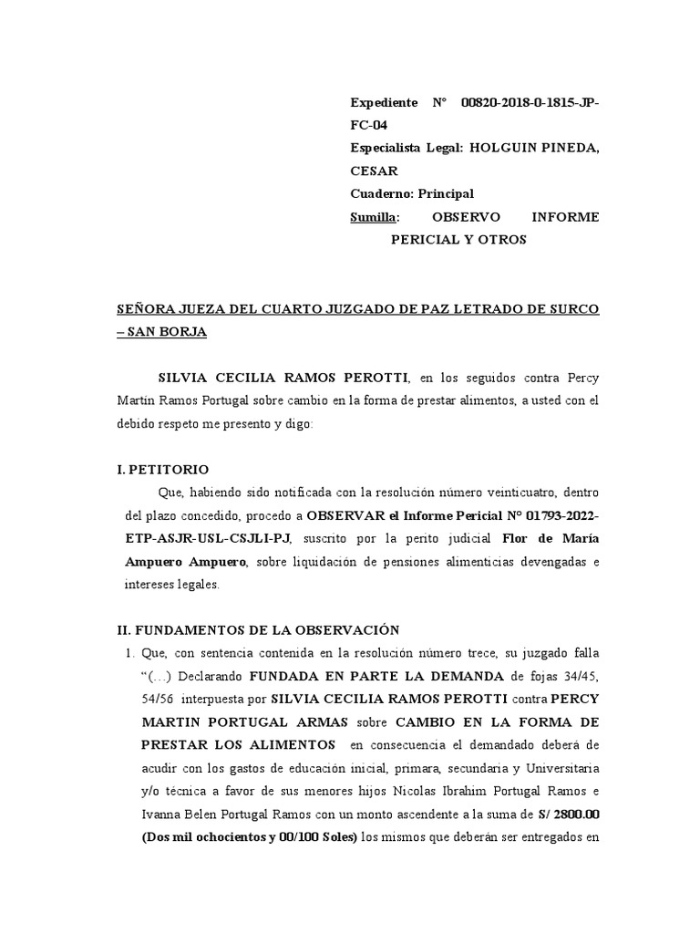 Observa Informe Pericial | PDF