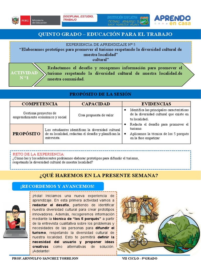 Act 1 - 5° Grado | PDF | Turismo | Iniciativa empresarial