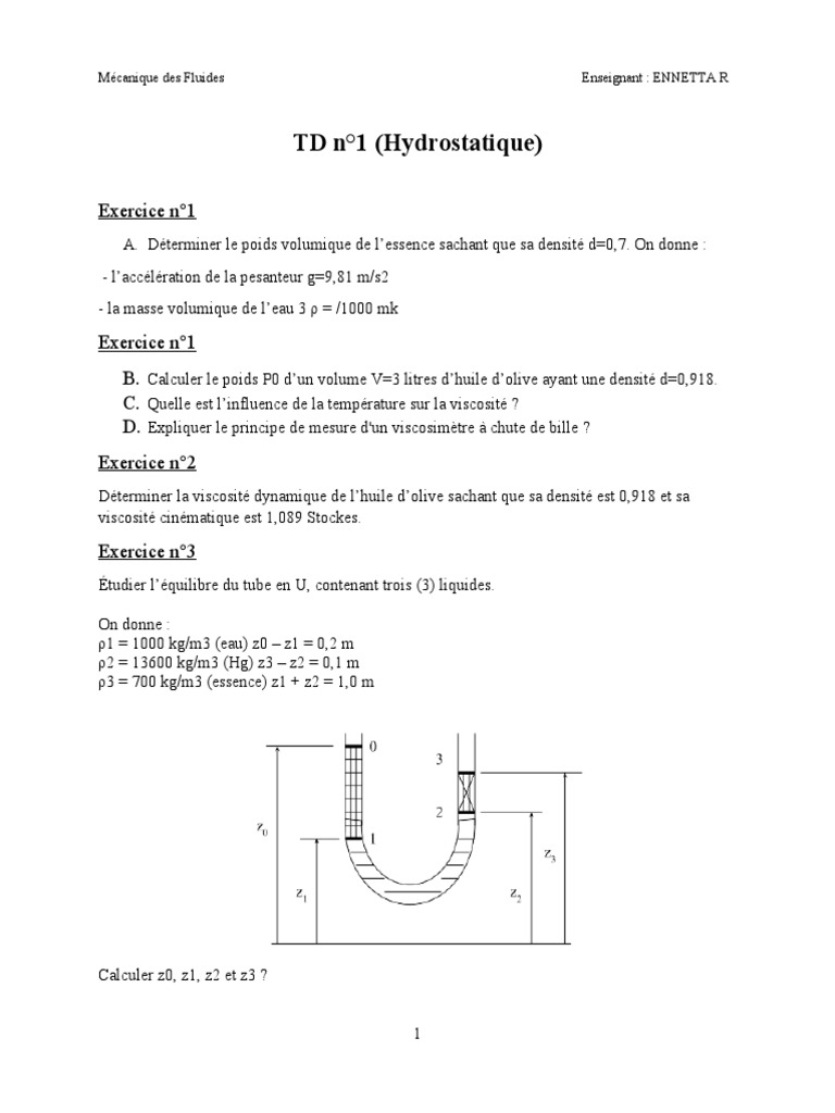 TD Mécanique de Fluide | PDF