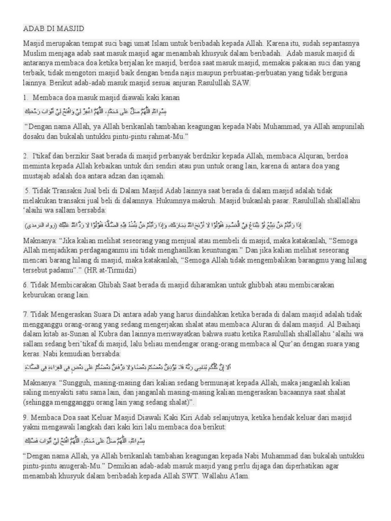 Materi Adab Di Masjid | PDF