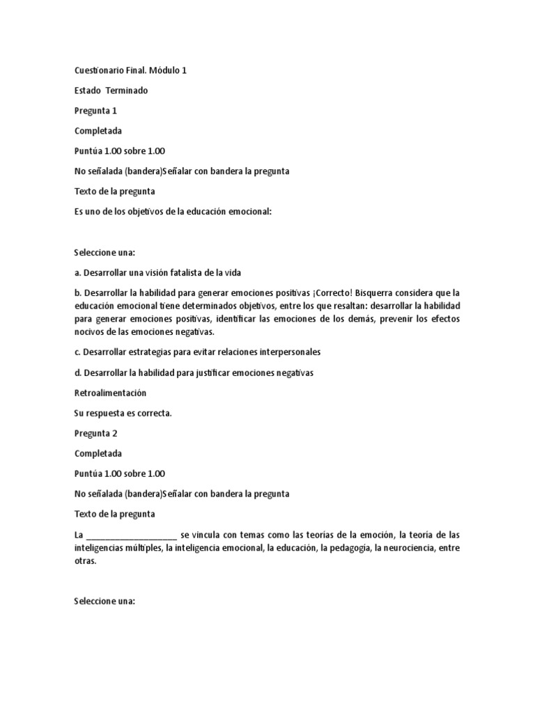 Cuestionario Final Modulo 2 | PDF