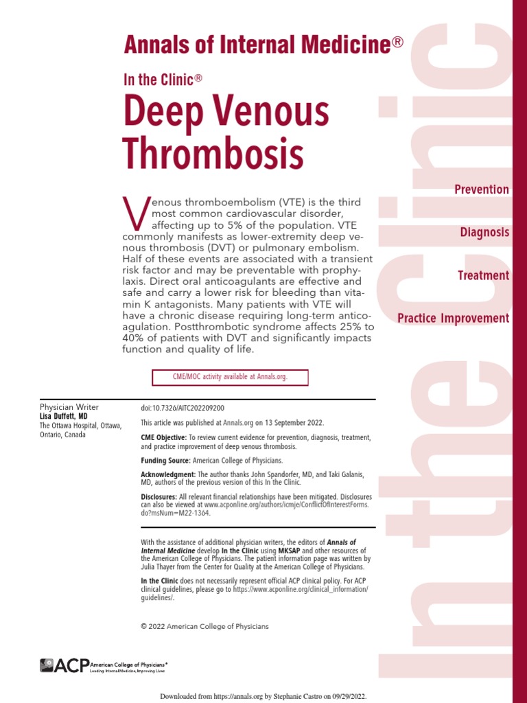 DVT Summary For Research | PDF