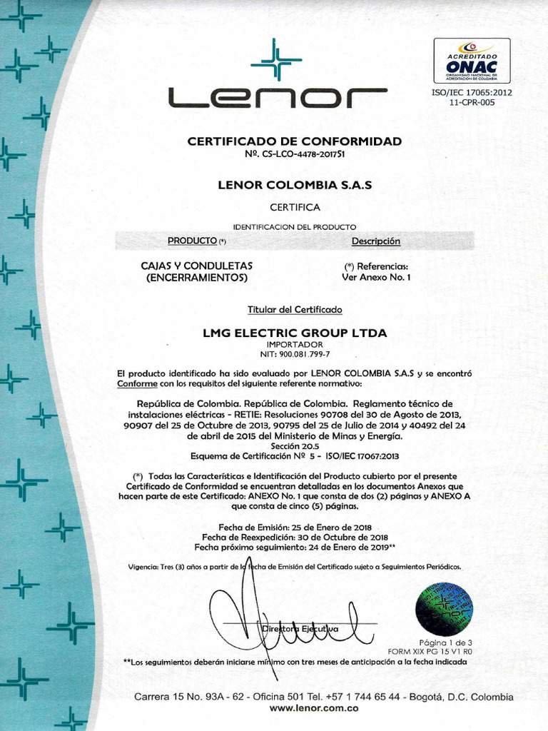 Certificado Caja DPS LMG | PDF