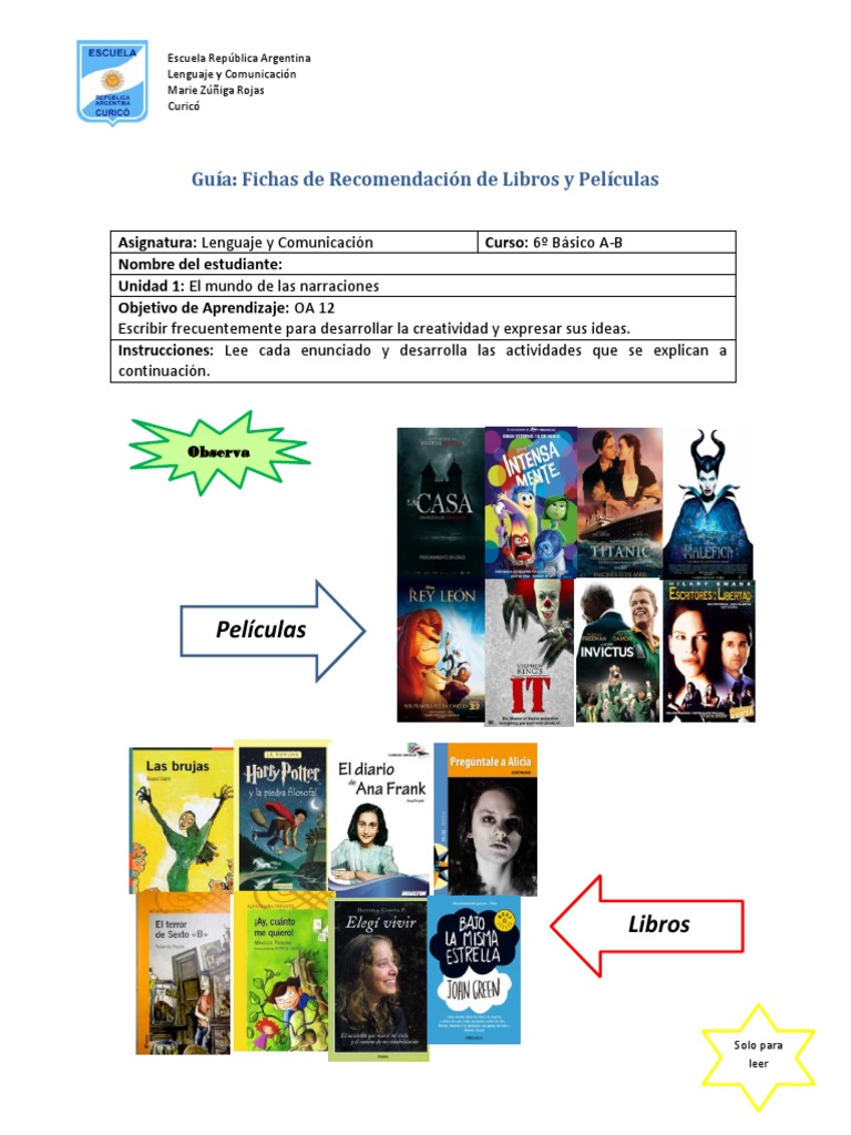 Guía de recomendación de películas y libros | PDF