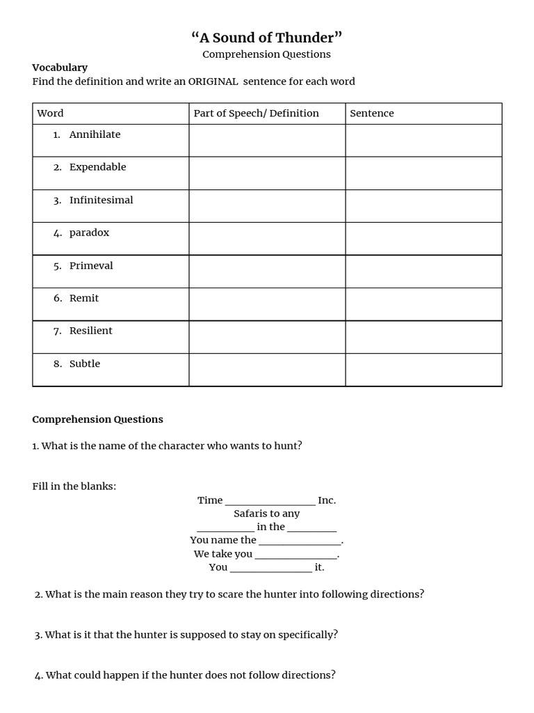Student Guide: "A Sound of Thunder" | PDF