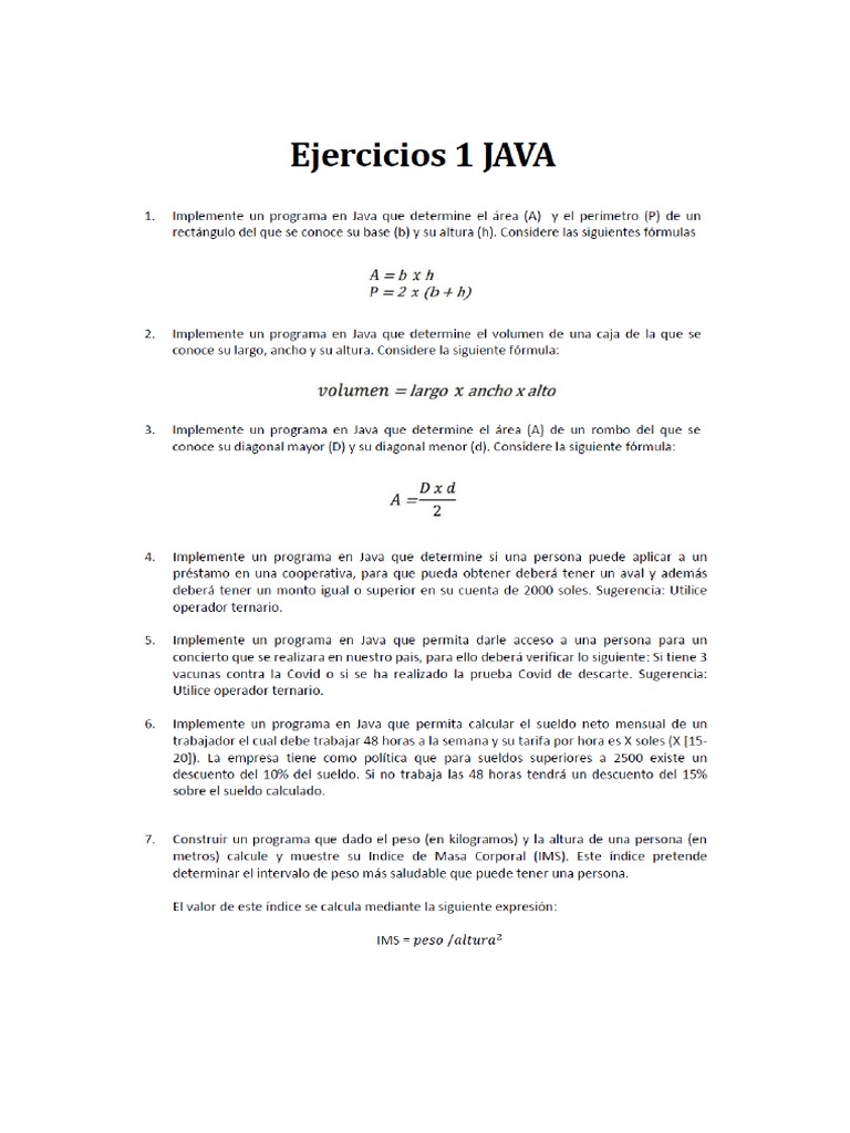 Ejercicios Java 2022 | PDF