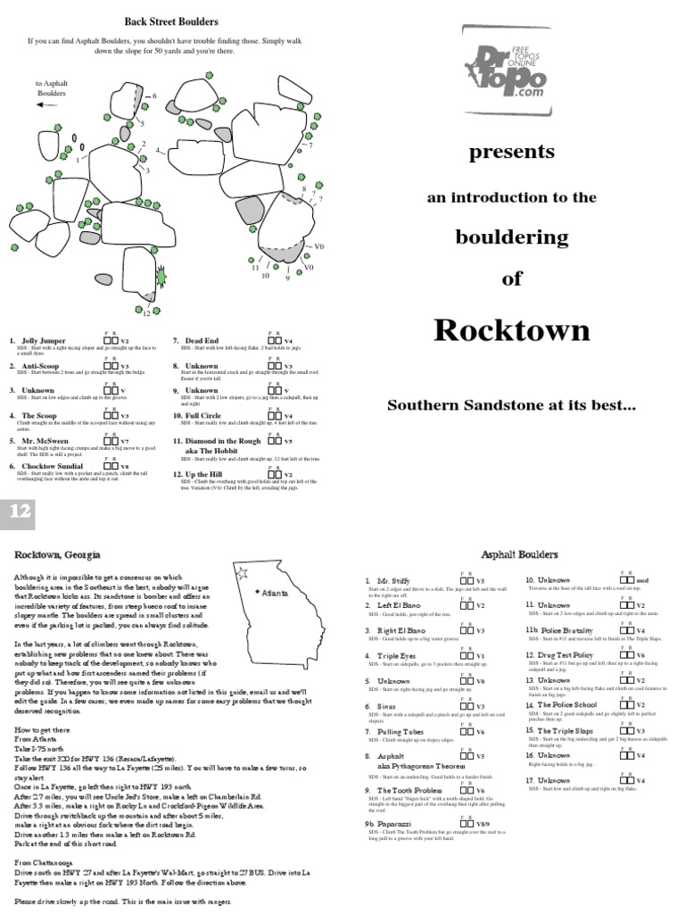 Rocktown Bouldering Map | PDF | Visual Cortex | Sports
