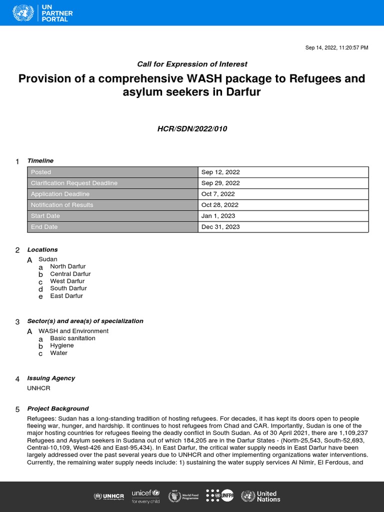 Provision of A Comprehensive WASH Package To Refugees and Asylum ...