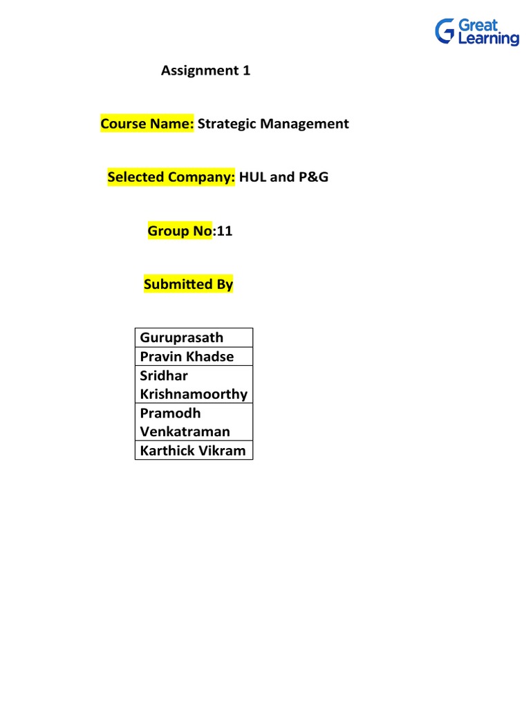 Strategic Management - Assignment Answer | PDF | Intangible Asset | Goodwill (Accounting)