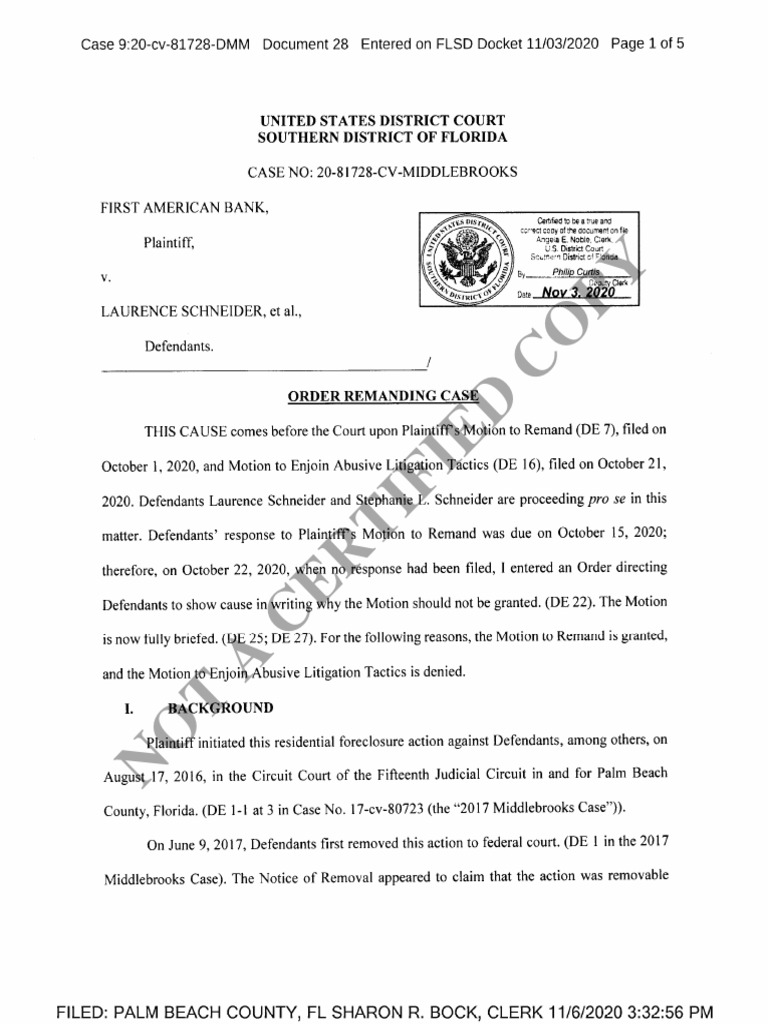 612 Order of Remand, Nov. 3, 2020 | PDF | Diversity Jurisdiction | Lawsuit