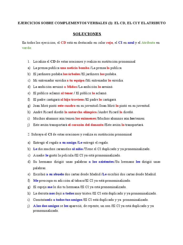 Ejercicios de CD, CI y Atributo Resueltos | PDF | Artes del Lenguaje y ...