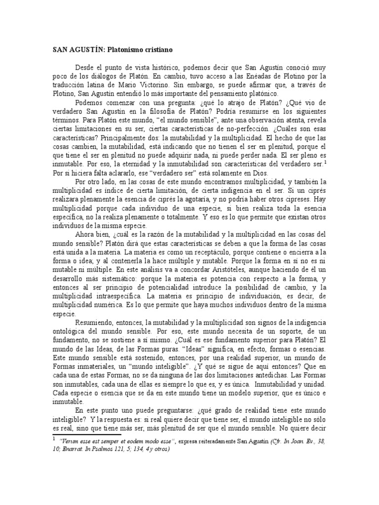 SAN AGUSTÍN-platonismo Cristiano | PDF | Platón | Dios