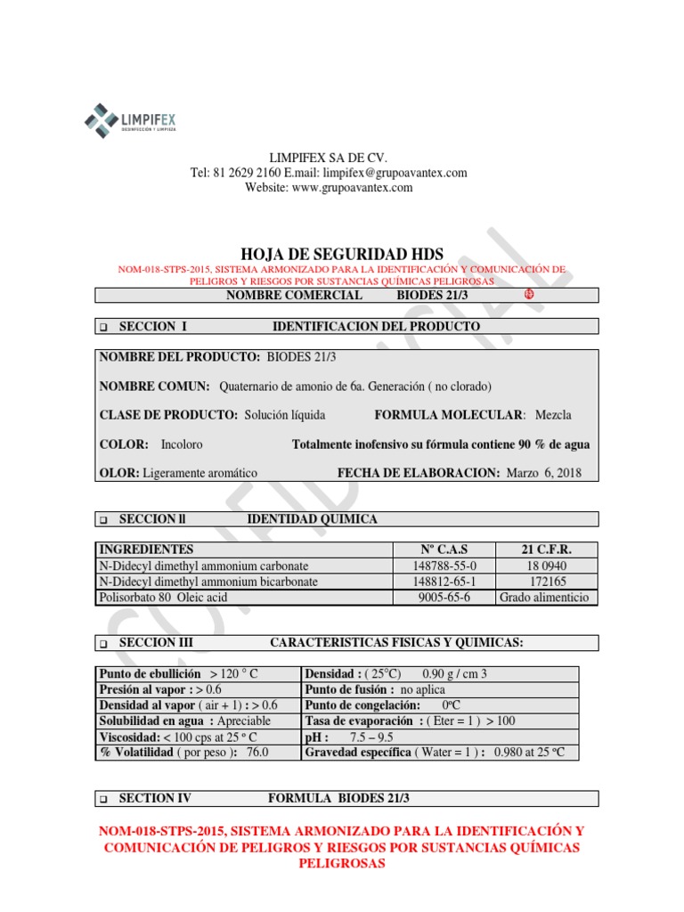 Hoja de Seguridad-2 | PDF | Agua | El plastico