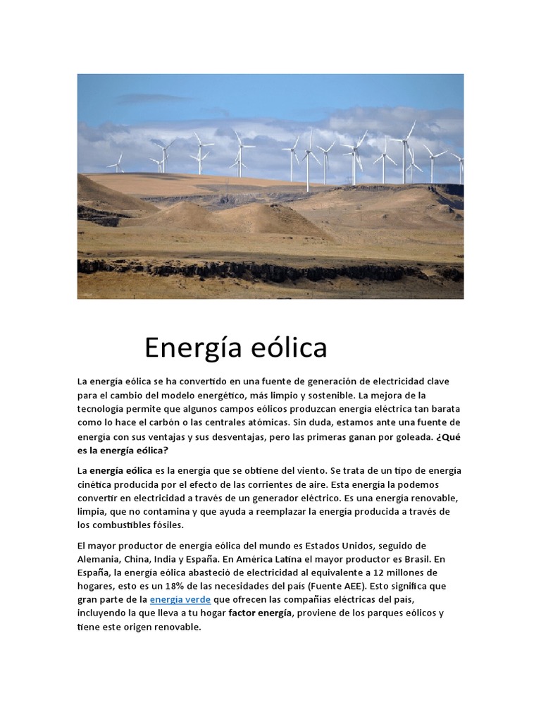 Energía Eólica Investigacion Daniel Zelada Serrano | PDF | Energía ...