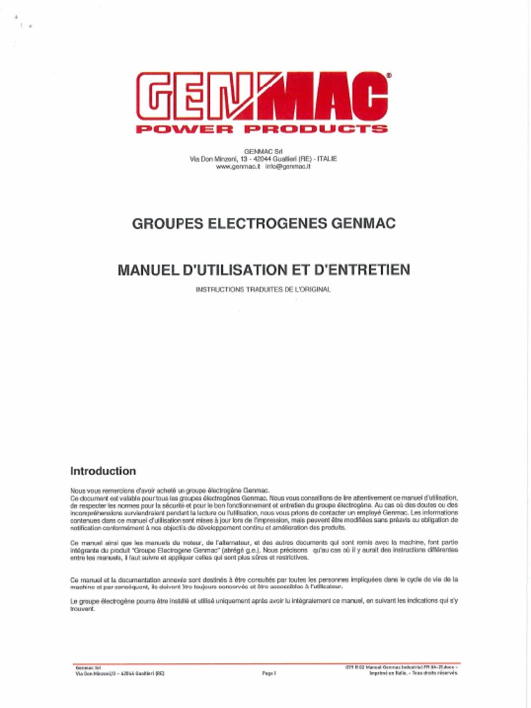 Manuel D'utilisation Et D'entretien | PDF