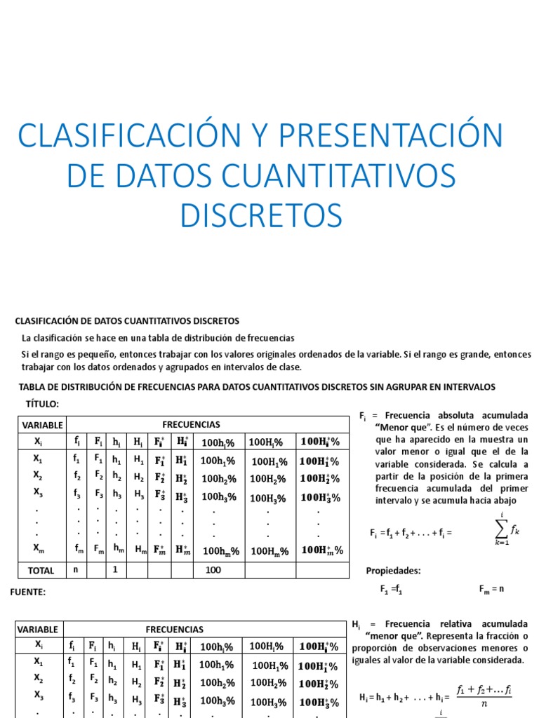 CLASIFICACIÓN Y PRESENTACIÓN DE DATOS CUANTITATIVOS DISCRETOS para PDF ...