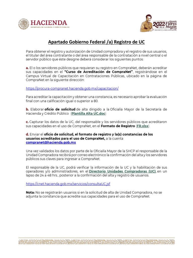 Proceso de Registro CompraNet | PDF