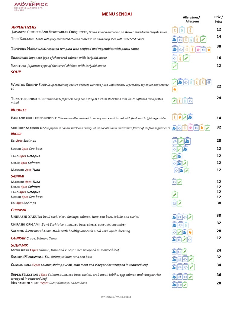 Sendai Sushi Movenpick Menu | PDF | Sushi | Japanese Cuisine