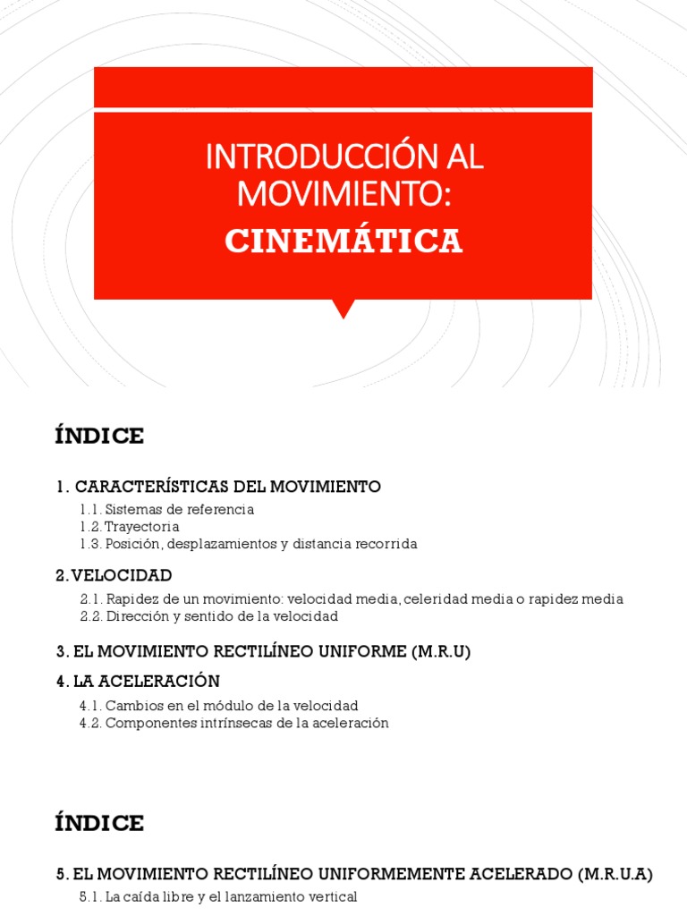 Introducción a la cinemática: conceptos básicos del movimiento | PDF | Aceleración | Velocidad