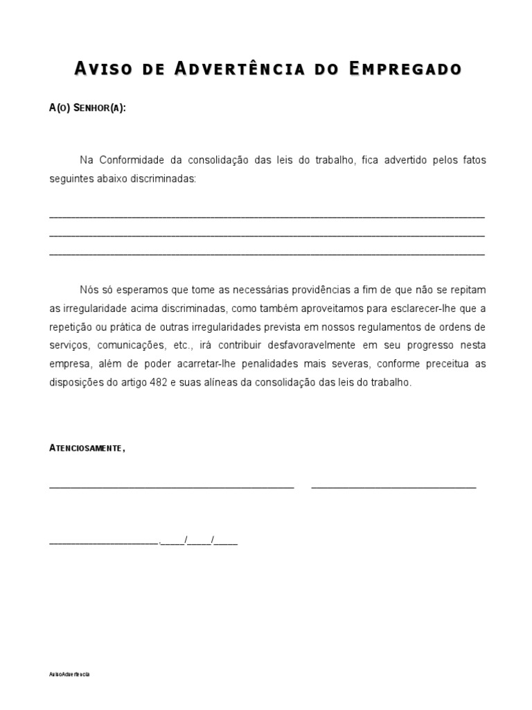 Modelo de Advertencia Funcionario | PDF