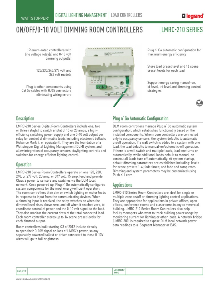 Wattstopper LMRC 200 Data Sheet | PDF