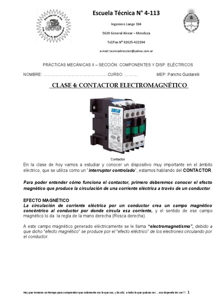 Funcionamiento del Contactor Electromagnético | PDF